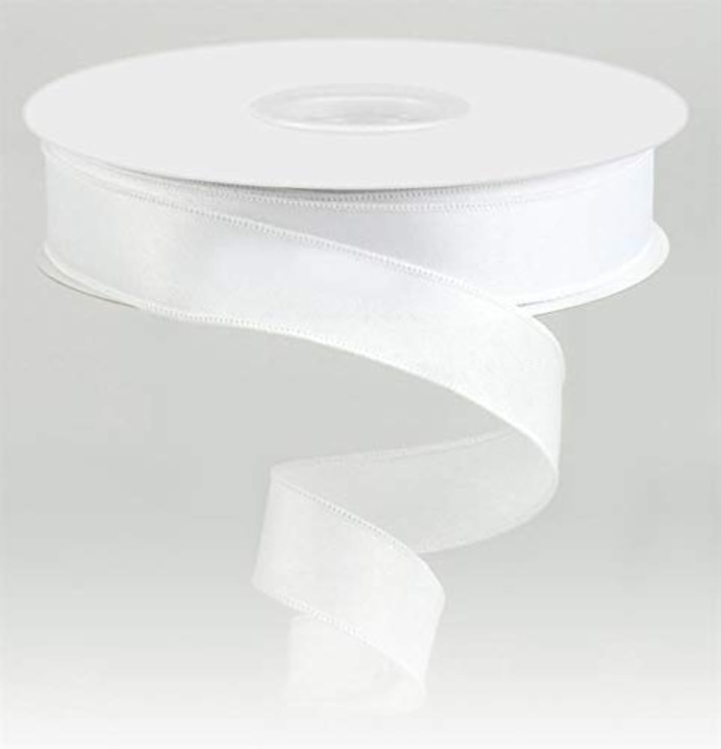 Solid Canvas Wired Edge Ribbon (White, 1.5 Inch x 50 Yards)