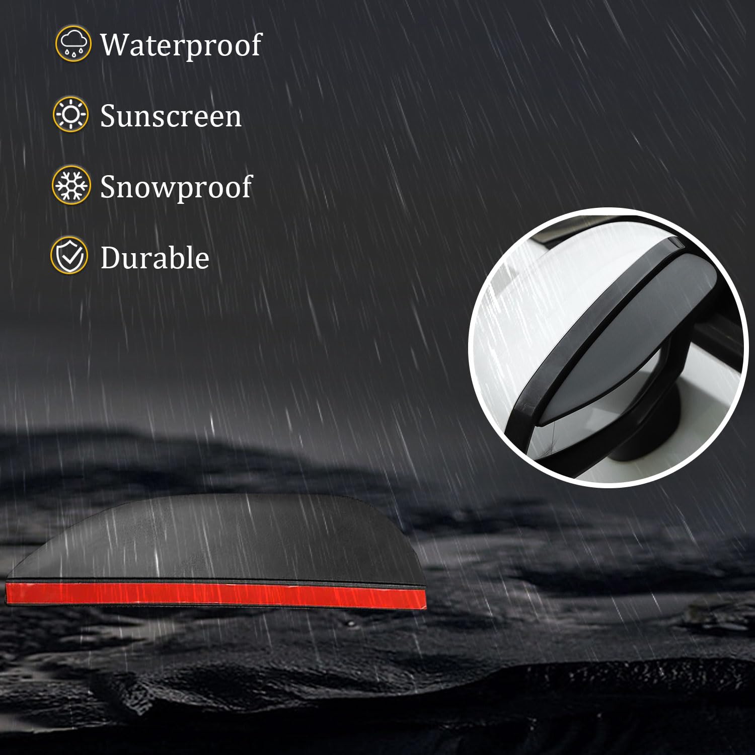 Pincuttee 2PC Side Mirror Visor Rain Guards,Car Rear View Mirror Rain Cover,Silicone Rain Shield,Mirror Cover Rubber Visor Guard(Solid-Black,2Pack)