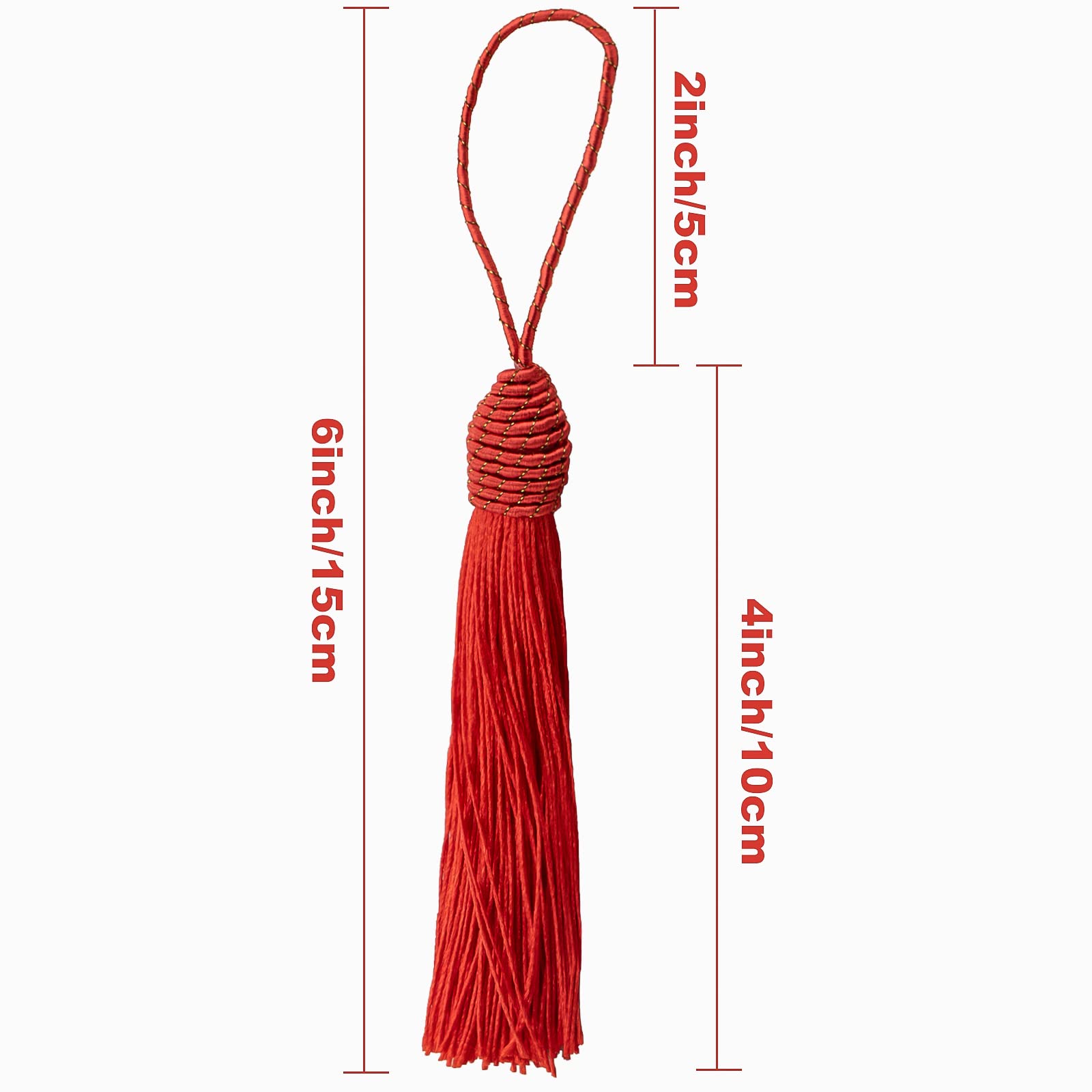 VAPKER Bookmark Tassels 20Pcs 15cm/6 Inch Red Tassels with Pineapple Head Sewing Tassels Silky Floss Mini Craft Tassels with Cord Loop for Keychain Earring Jewelry DIY Craft
