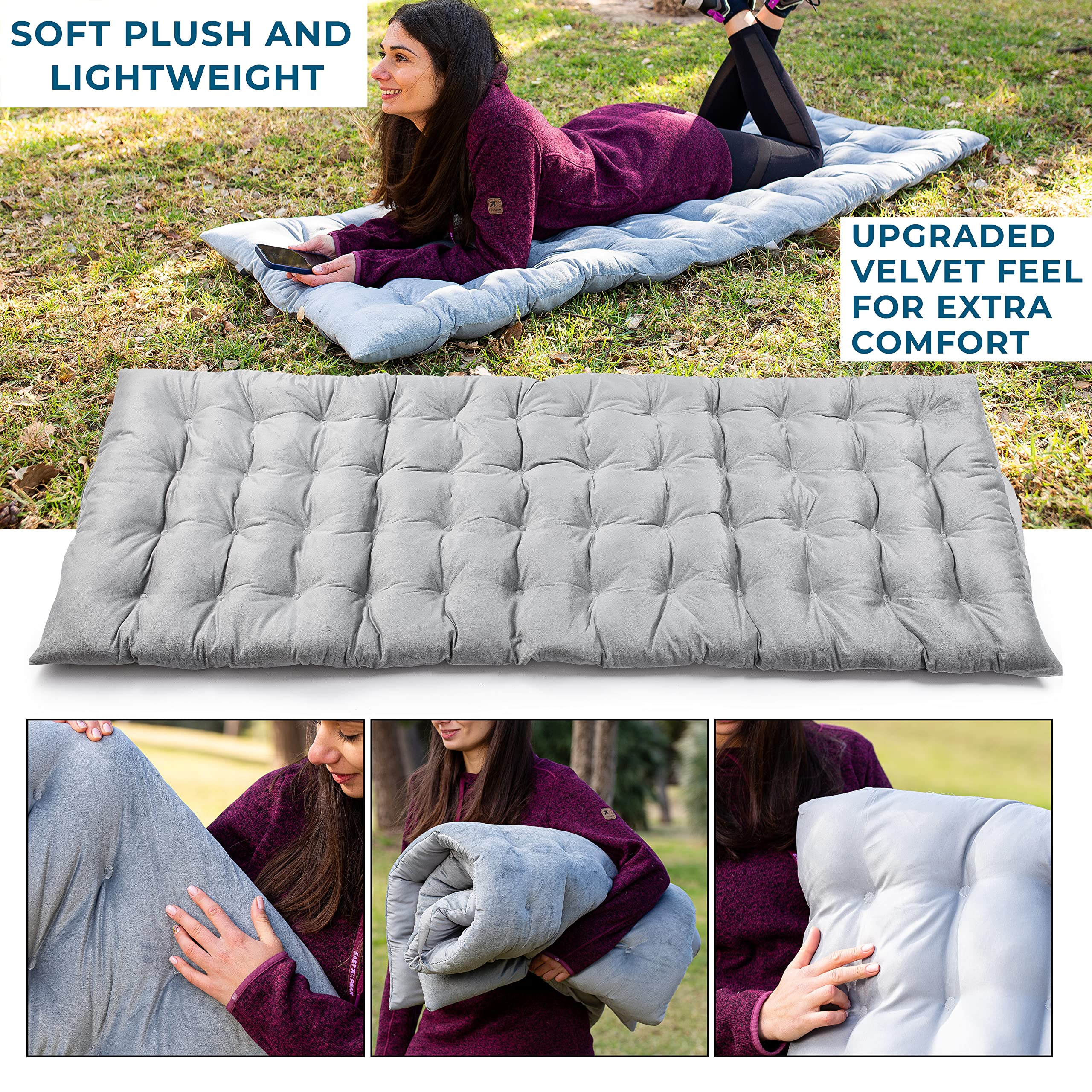 Zento Camping Cot Mattress Foam Pad for Adults β Thick Soft Ultra Comfort Sleeping Pad for Traveling Hiking Outdoor or Indoor Use β Lightweight Easy to Carry Foldable Waterproof Adult Cot Mattress