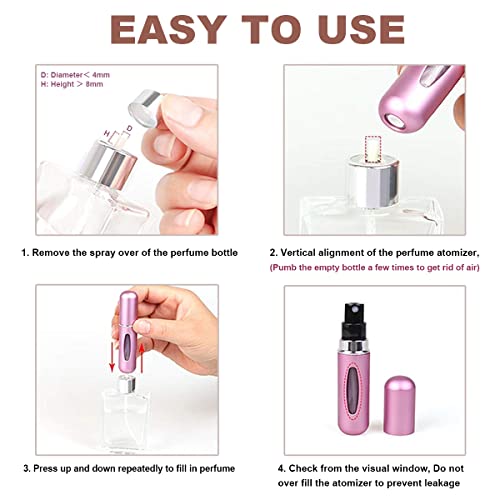 ROSARDEN Travel Mini Perfume Refillable Atomizer, Portable Perfume Spray Container Bottle, Travel Perfume Scent Pump Case Fragrance Empty Spray Bottle for Traveling and Outgoing (8 Pack, 5ml) (8 PCS)