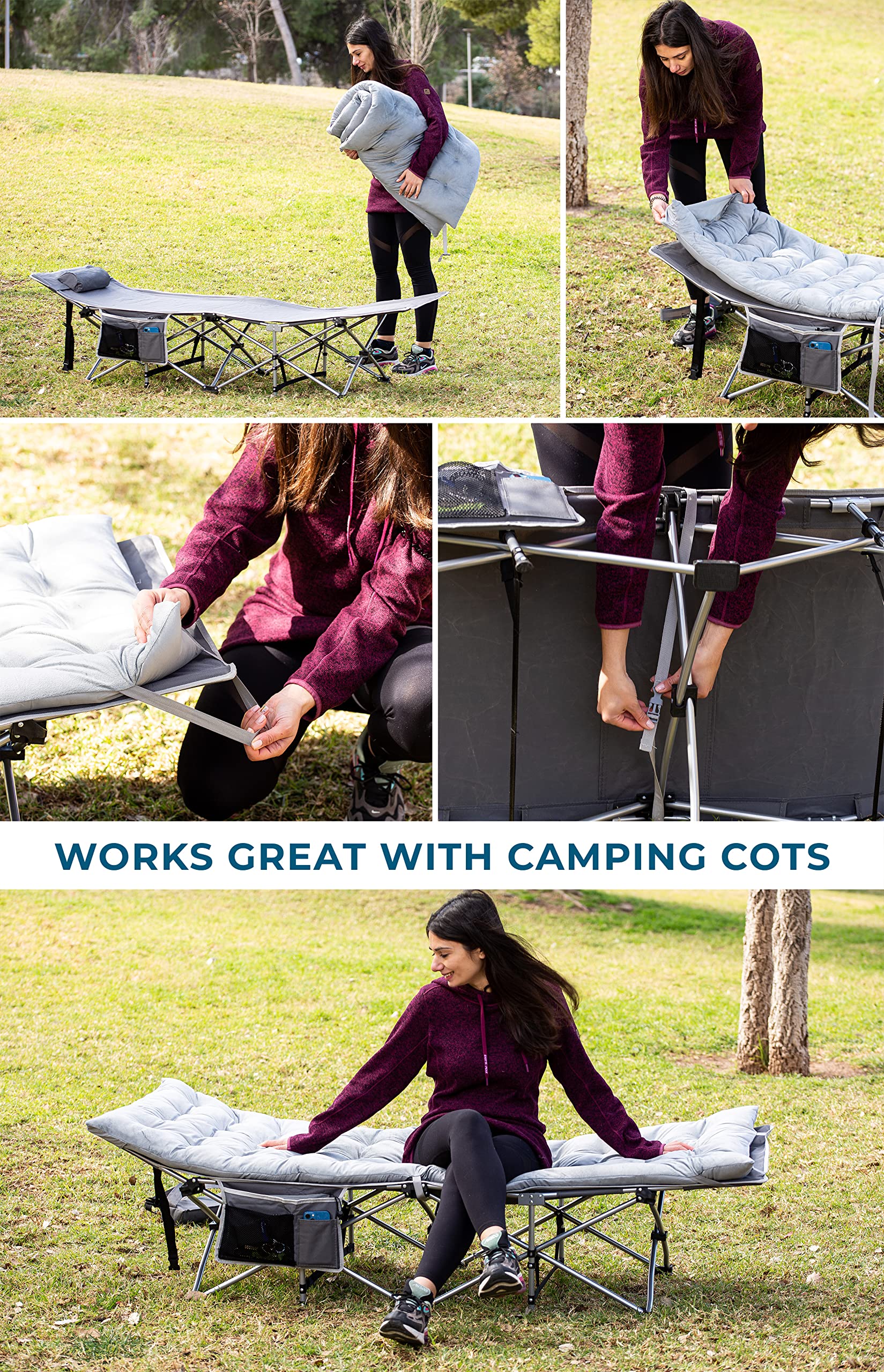 Zento Camping Cot Mattress Foam Pad for Adults β Thick Soft Ultra Comfort Sleeping Pad for Traveling Hiking Outdoor or Indoor Use β Lightweight Easy to Carry Foldable Waterproof Adult Cot Mattress