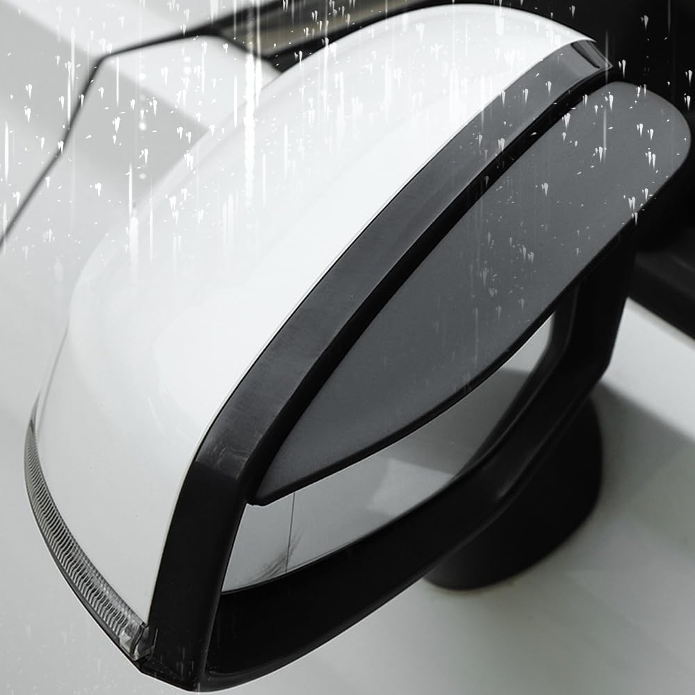Pincuttee 2PC Side Mirror Visor Rain Guards,Car Rear View Mirror Rain Cover,Silicone Rain Shield,Mirror Cover Rubber Visor Guard(Solid-Black,2Pack)