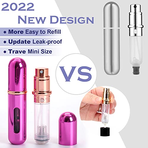 ROSARDEN Travel Mini Perfume Refillable Atomizer, Portable Perfume Spray Container Bottle, Travel Perfume Scent Pump Case Fragrance Empty Spray Bottle for Traveling and Outgoing (8 Pack, 5ml) (8 PCS)