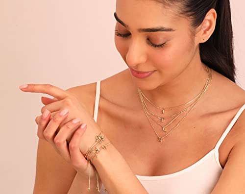 CAPWELL + CO 14k Gold Colored Initial Letter C Charm Bracelet Adjustable Friendship Slider Letters A-Z Bridesmaid Gift for Women and Young Girls