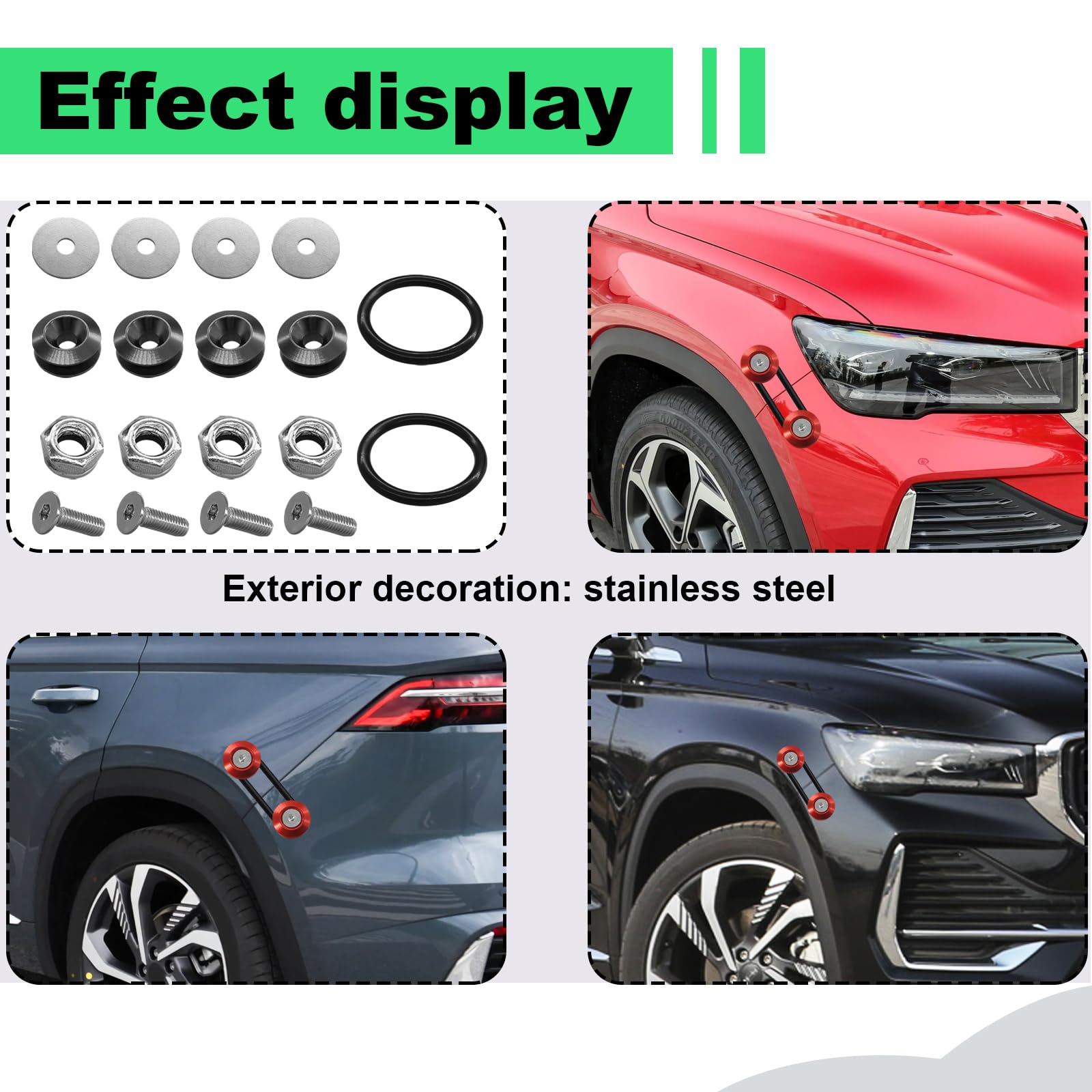 Quick Release Fastener Kit, Bumper Trunk Quick Release Front Rear Bumper Fastener Kit for Front Rear Bumper Trunk Fender Hatch Lids, Universal Car Bumper (Red)