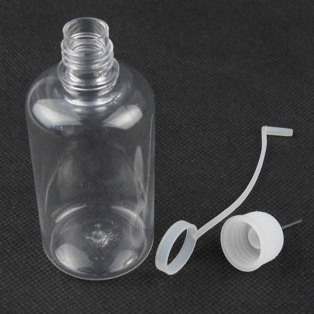 Plastic Dropper Bottle, 50ML Empty Squeezable Clear Liquid Drop Bottles with Childproof Cap, for Solvents, Essence(10PCS, Needle Cap)