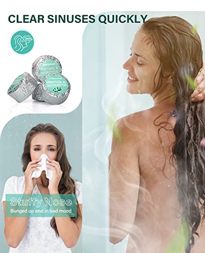 POPCHOSE Shower Steamers Aromatherapy - 15 Pack Eucalyptus Mint Shower Tablets Stress Relaxation Self-Care Shower Bombs with Essential Oils, Quick Relief Nasal Congestion Gifts for Women & Men