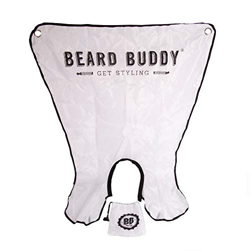 Fizz Creations Beard Buddy Shaving Bib - Attaches to Mirror with Suction Cups for Mess Free Styling Trimming, White, 1 Count (Pack of 1), 3003