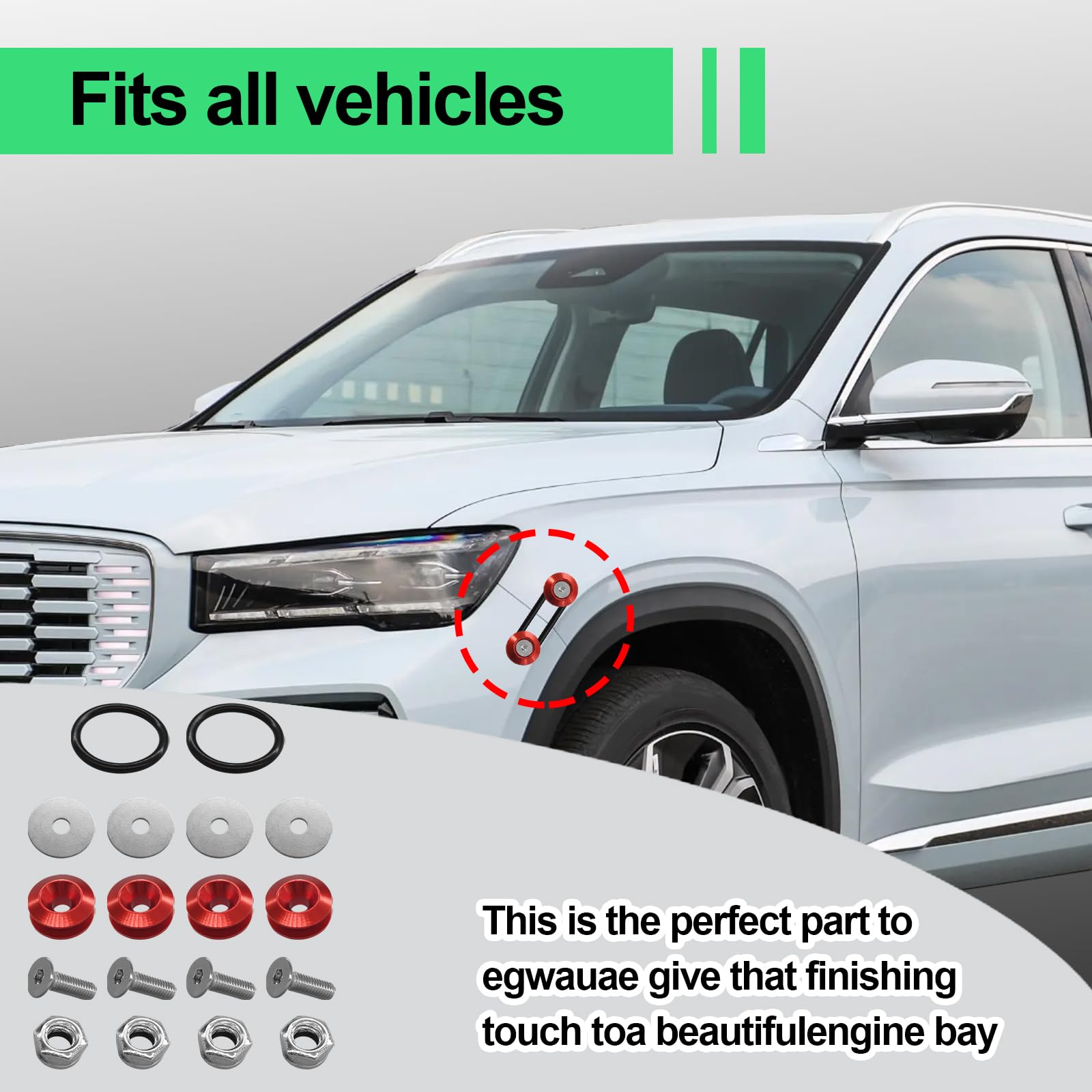 Quick Release Fastener Kit, Bumper Trunk Quick Release Front Rear Bumper Fastener Kit for Front Rear Bumper Trunk Fender Hatch Lids, Universal Car Bumper (Red)