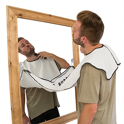 Fizz Creations Beard Buddy Shaving Bib - Attaches to Mirror with Suction Cups for Mess Free Styling Trimming, White, 1 Count (Pack of 1), 3003