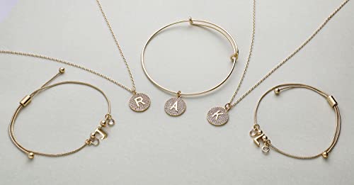 CAPWELL + CO 14k Gold Colored Initial Letter C Charm Bracelet Adjustable Friendship Slider Letters A-Z Bridesmaid Gift for Women and Young Girls