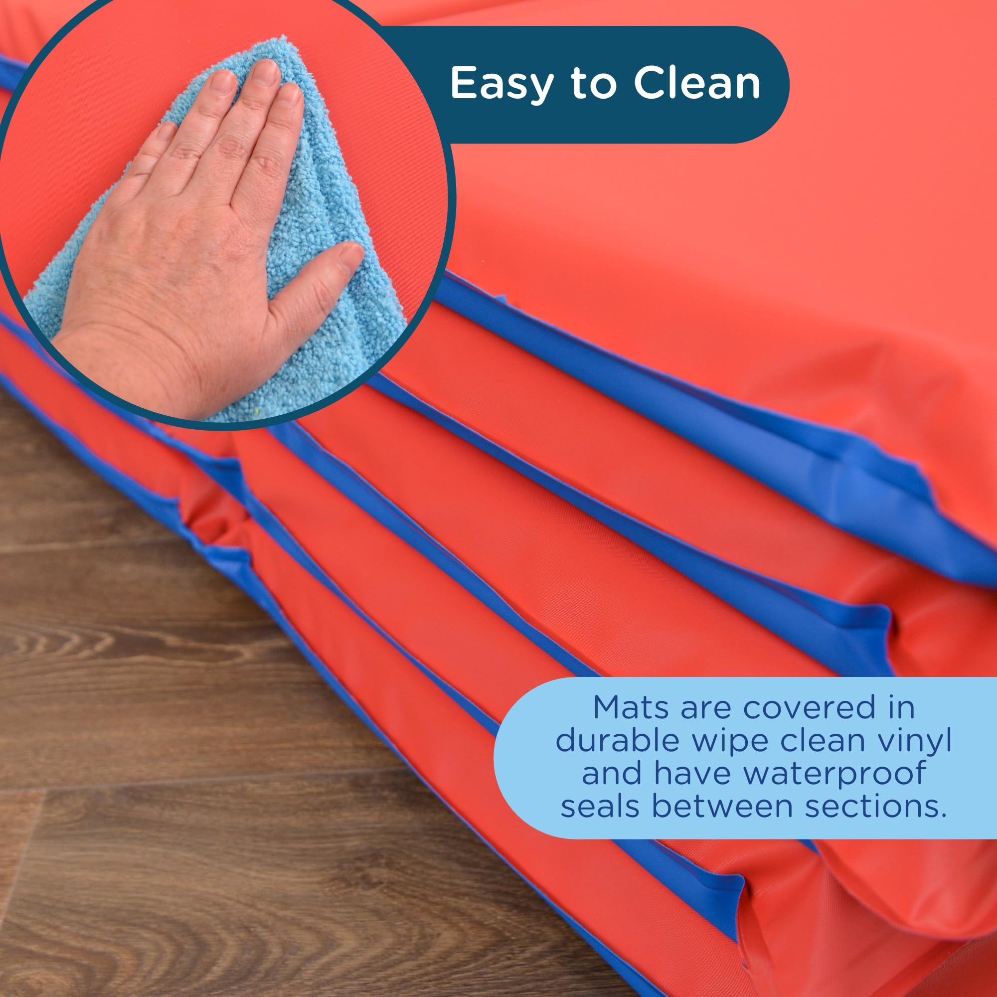 Children’s Factory 2 Inch Thick Rest Mats for Preschool, 4-Section Nap Mats for Daycare, Nursery, Classroom, Red-Blue, 5 count (Pack of 1)