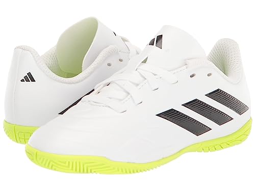 adidas Copa Pure.4 Indoor Sneaker, White/Core Black/Lucid Lemon, 12 US Unisex Little Kid