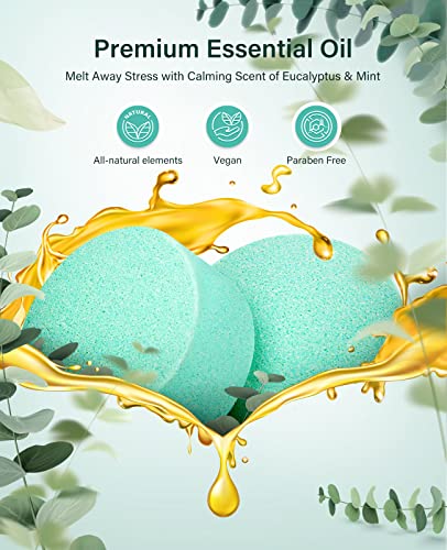 POPCHOSE Shower Steamers Aromatherapy - 15 Pack Eucalyptus Mint Shower Tablets Stress Relaxation Self-Care Shower Bombs with Essential Oils, Quick Relief Nasal Congestion Gifts for Women & Men