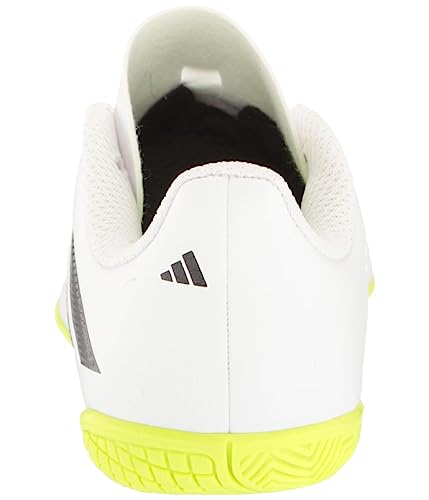adidas Copa Pure.4 Indoor Sneaker, White/Core Black/Lucid Lemon, 12 US Unisex Little Kid