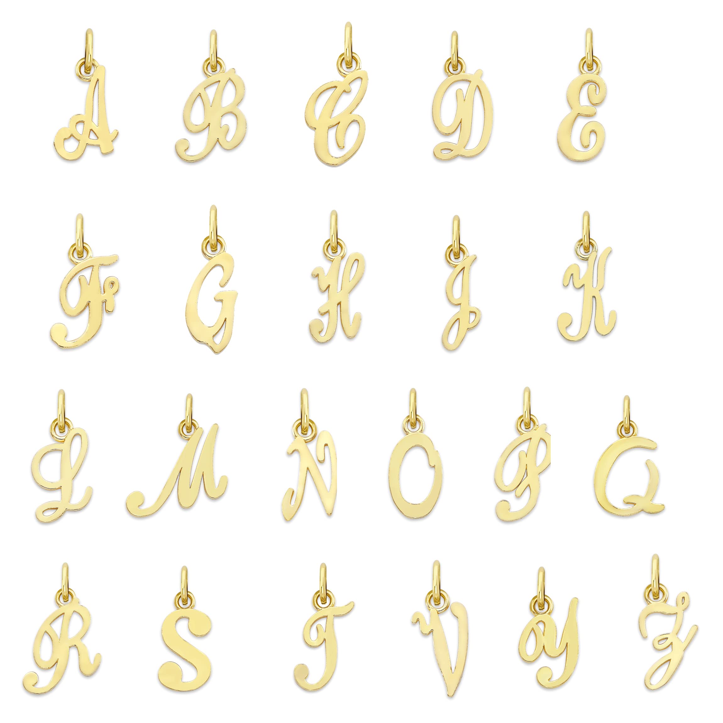 Solid Gold Initial Charm Available in A-Z, Tiny Cute Letter Jewelry (C)