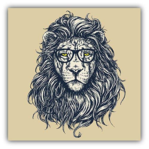 DG Graphics Lion Hipster Head Art Decor 5'' x 5'' Magnet Vinyl Magnetic Sheet for Lockers, Cars, Signs, Refrigerator