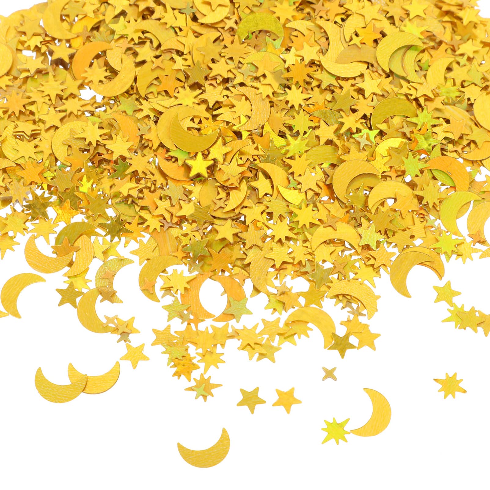 SEWACC 1 Decorative Star and Moon Pieces Star and Moon Confetti Star Moon Sequin Metallic Gold Flakes Decorative Confetti Gold Confetti Star Table Confetti Sequins Pentagram Baby The Pet