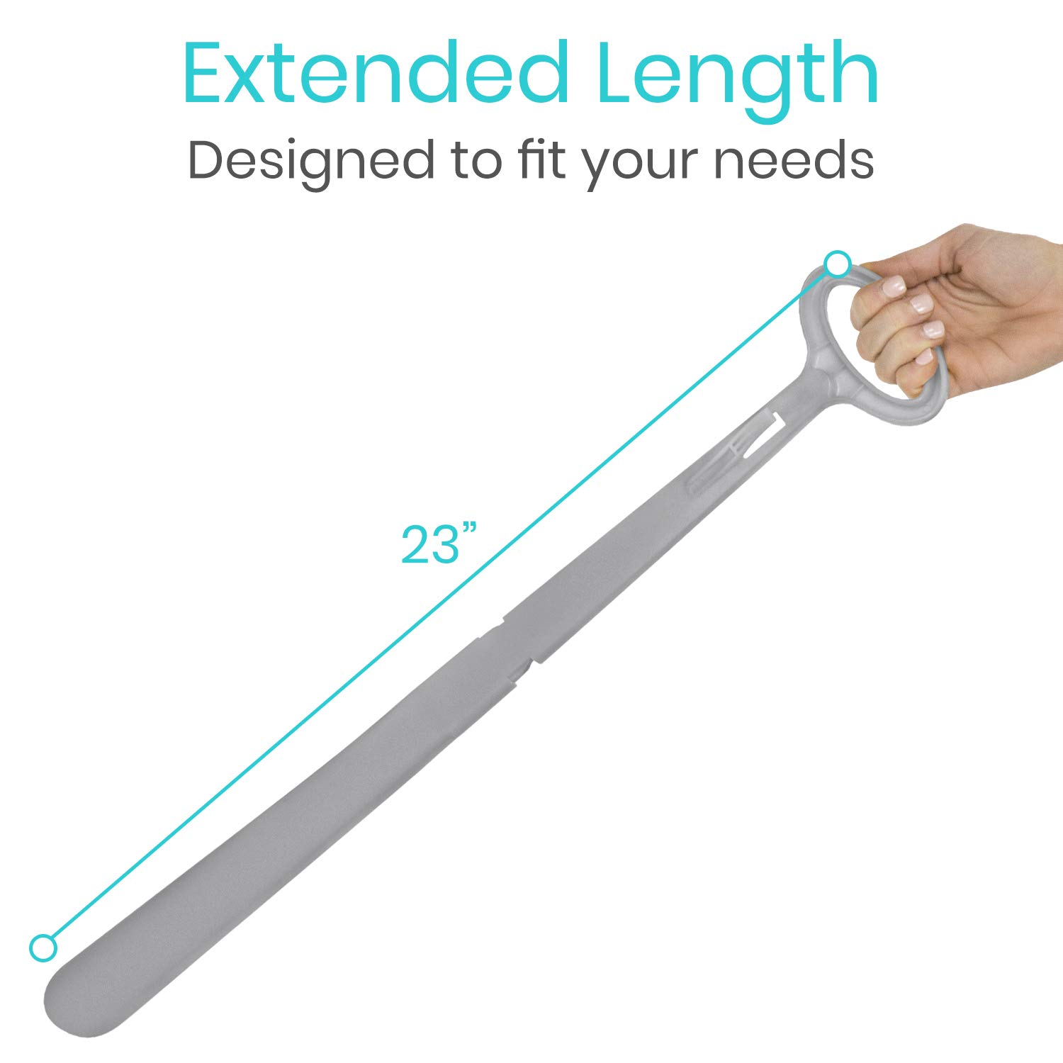 Vive Long Shoe Horn with Handle for Seniors (23") - Sock Remover and Long Handled Shoehorn for Men & Women - Boot, Shoe Helper and Sock Aid - Adjustable Extra Reach with Patent-Pending Foldable Design
