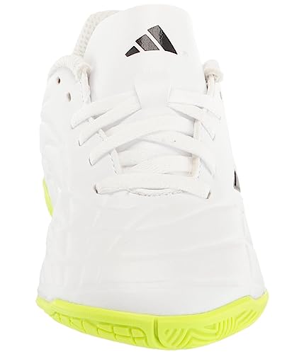 adidas Copa Pure.4 Indoor Sneaker, White/Core Black/Lucid Lemon, 12 US Unisex Little Kid