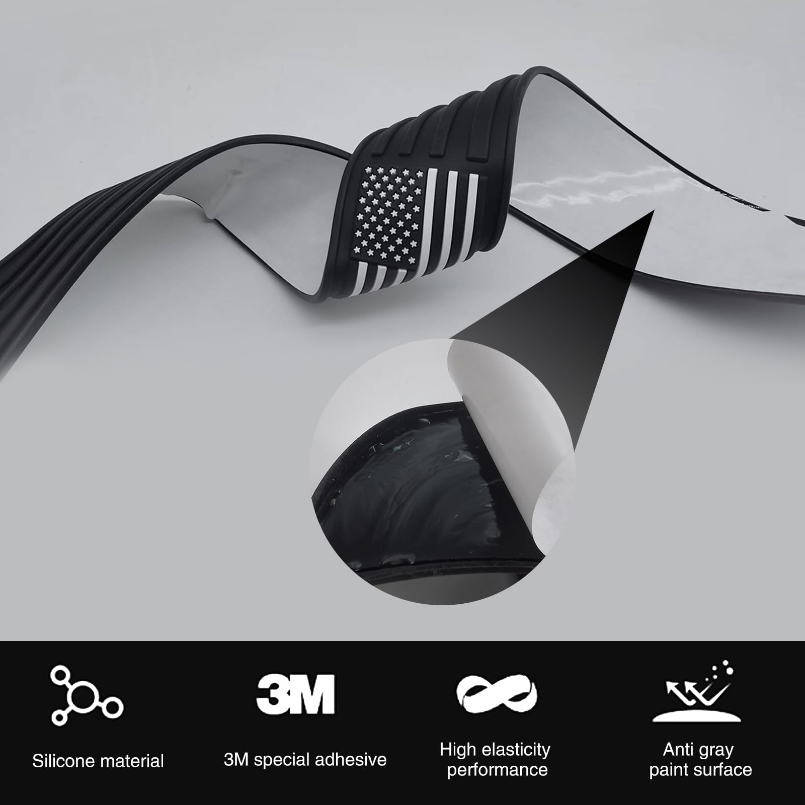 Fogfar 1 PC Car Trunk Anti-Scratch Strip, 35.43" x 2.75" PVC American Flag Black Edge Three-Dimensional Printed Protective Sticker, Self-Adhesive Decorative Accessories, for Cars, SUVs (Black)