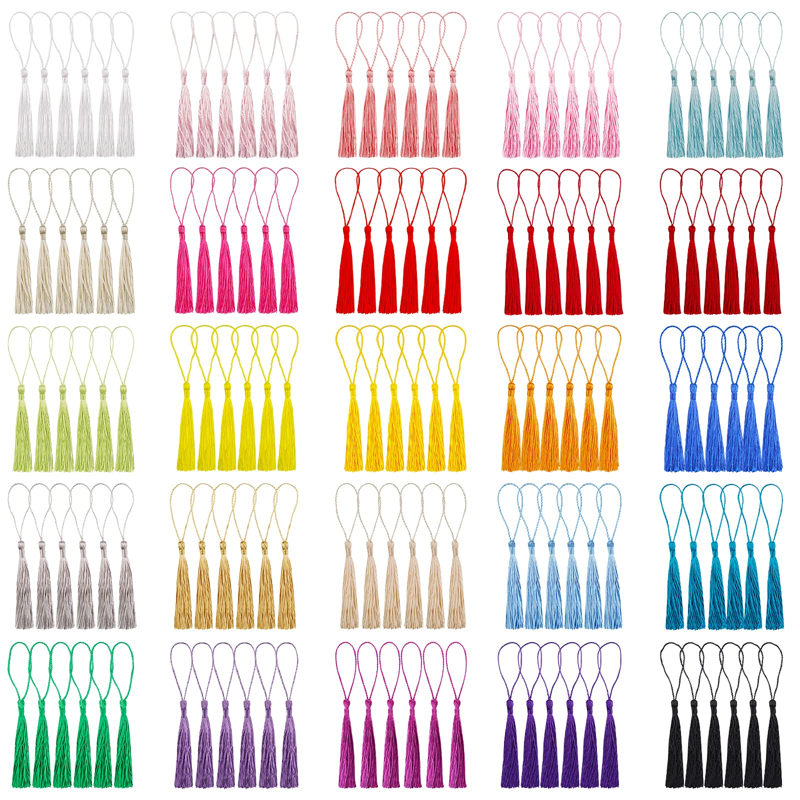 150 Pieces 13CM Bookmark Tassels Silky Craft Tassels for Jewelry Making, Bookmarks,Graduation DIY Projects, 25 Colors