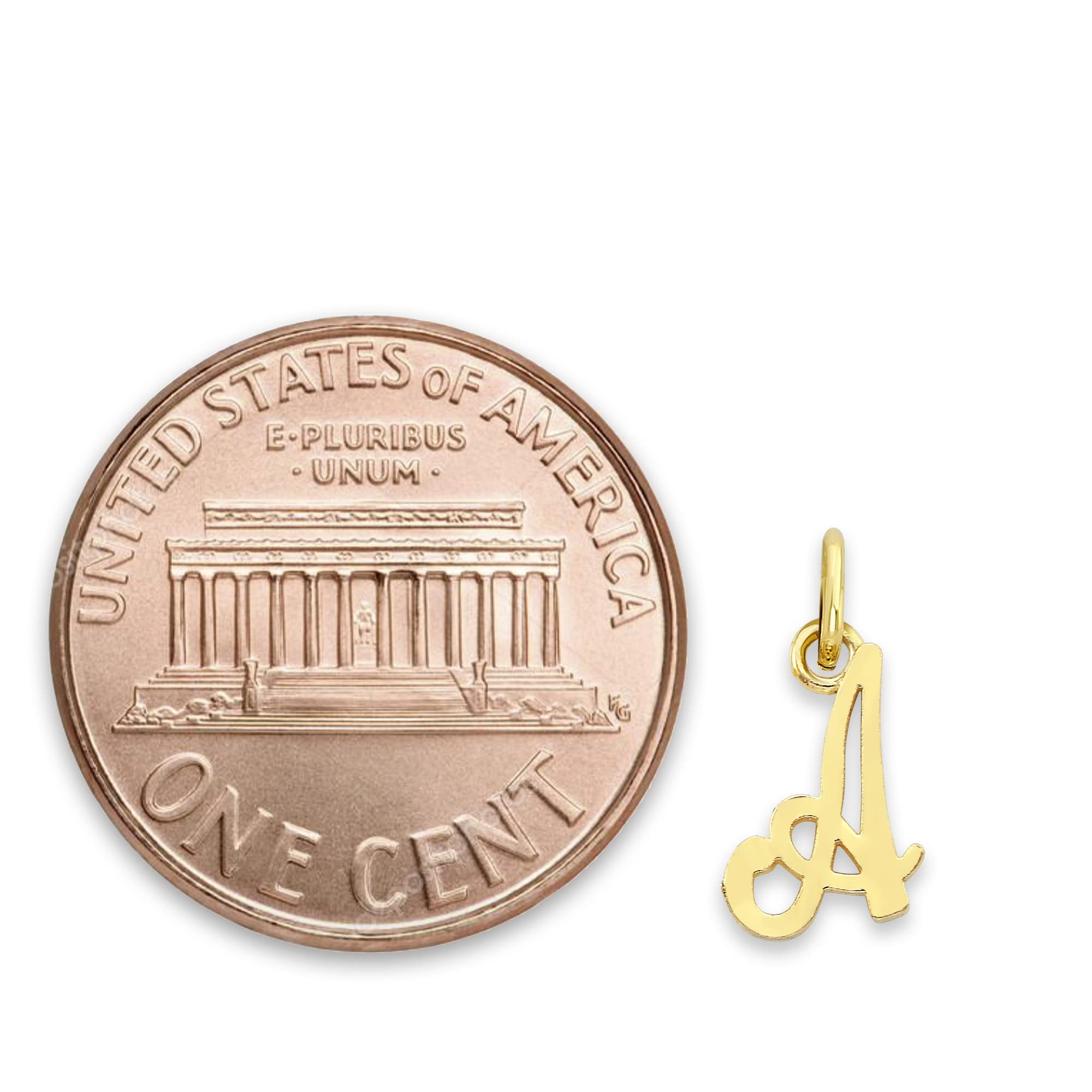 Solid Gold Initial Charm Available in A-Z, Tiny Cute Letter Jewelry (C)