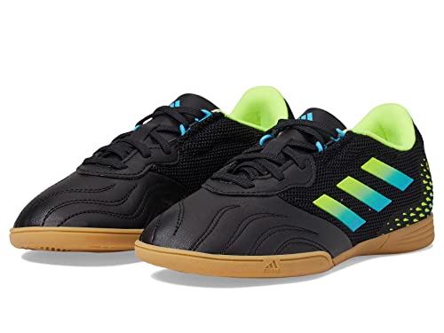 adidas Copa Sense.3 Indoor Sala Soccer Shoe, Black/Bright Cyan/Team Solar Yellow, 4.5 US Unisex Big Kid