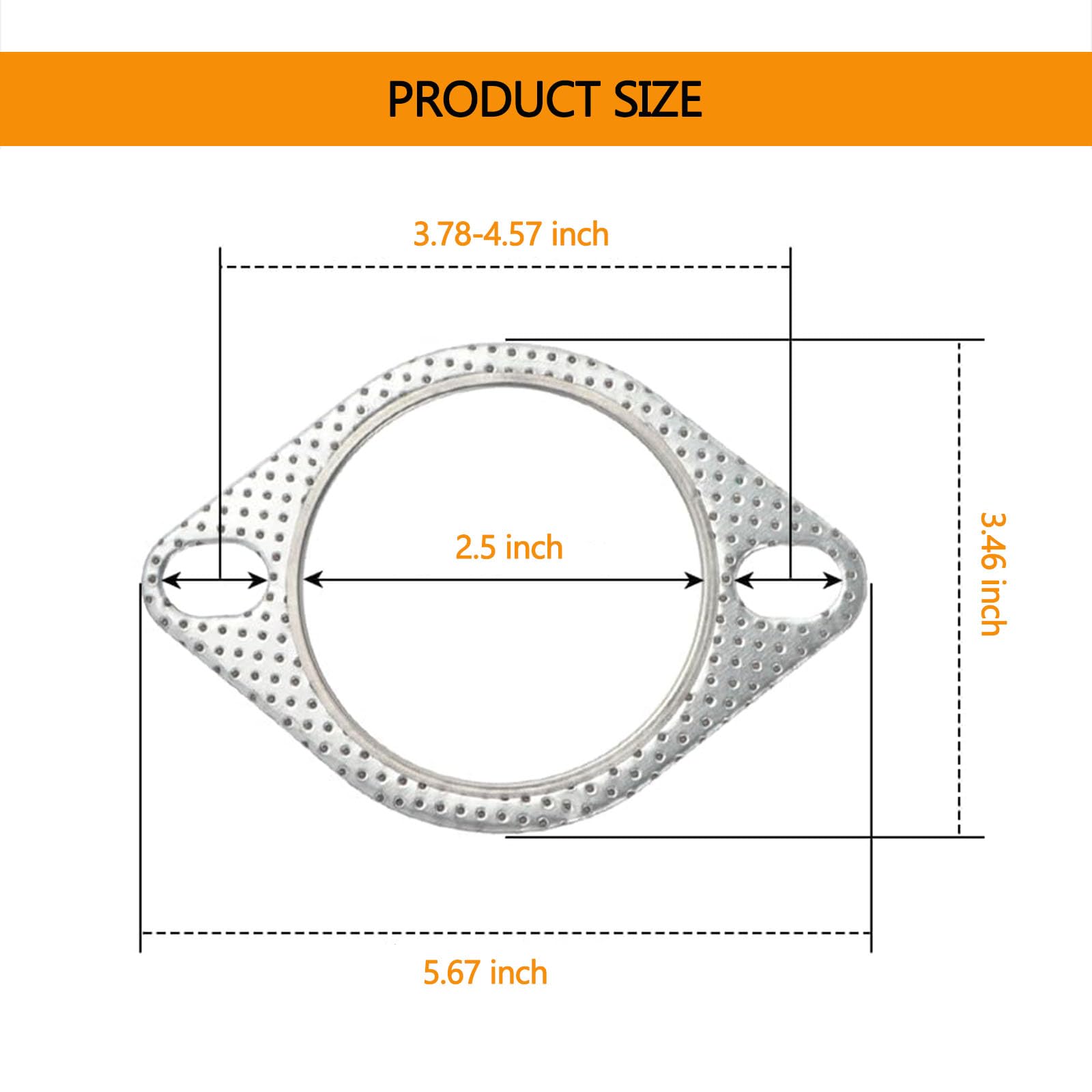 GKmow 2 PCS Car Exhaust Pipe Interface Gasket, Stainless Steel Graphite Composite Plate High Temperature Resistant Muffler Sealing Gasket, Exhaust Manifold Parts, Suitable for Most Models (Silver)