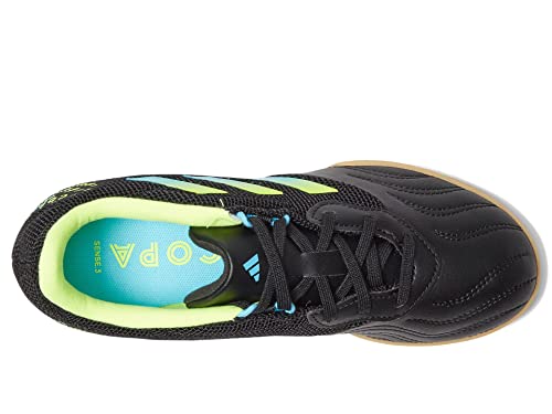 adidas Copa Sense.3 Indoor Sala Soccer Shoe, Black/Bright Cyan/Team Solar Yellow, 4.5 US Unisex Big Kid
