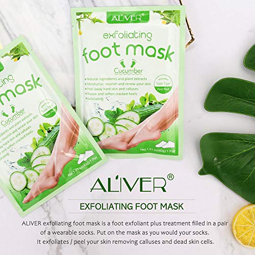 Foot Peel Mask 3 Pack,Remove Callus & Repair rough heals-Men Women (Cucumber)