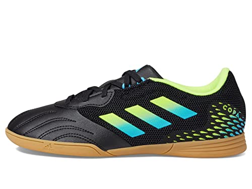 adidas Copa Sense.3 Indoor Sala Soccer Shoe, Black/Bright Cyan/Team Solar Yellow, 4.5 US Unisex Big Kid