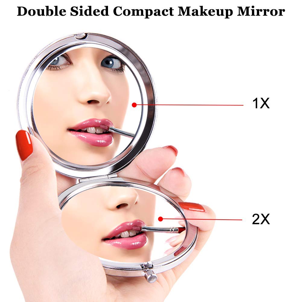 Compact Crystal Pocket Makeup Mirrors,Letter ABCD Mirrors Set Include 1 Letter Mirror 1 Letter Love Knot Bracelets for Bachelorette Party Bridesmaid Proposal Gifts ,Wedding Party Gifts. (Champagne C)