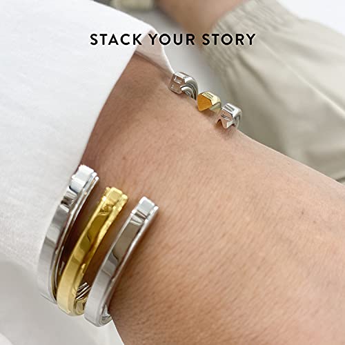 Stella Valle "C Initial Charm Cuff Bracelet | Rhodium Plated Inspirational Bracelets for Women | Adjustable Band Bracelet Gift for Her in the Shape of Initial | Birthday Holiday Present | One Size