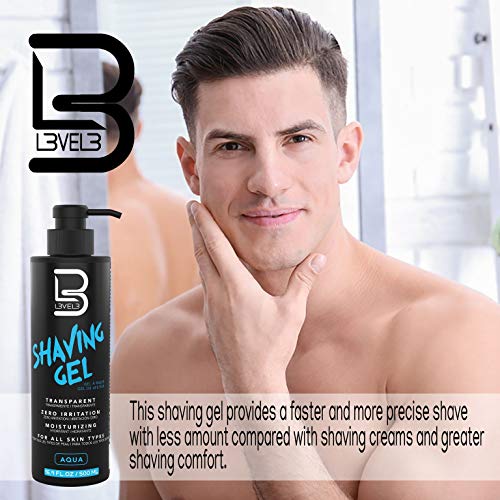 Level 3 Shaving Gel - Straight Razor Shave Gel - Non-Irritating - Refreshing Smell L3 - No Hot Towel Necessary - Level Three Razor Gel (Aqua)