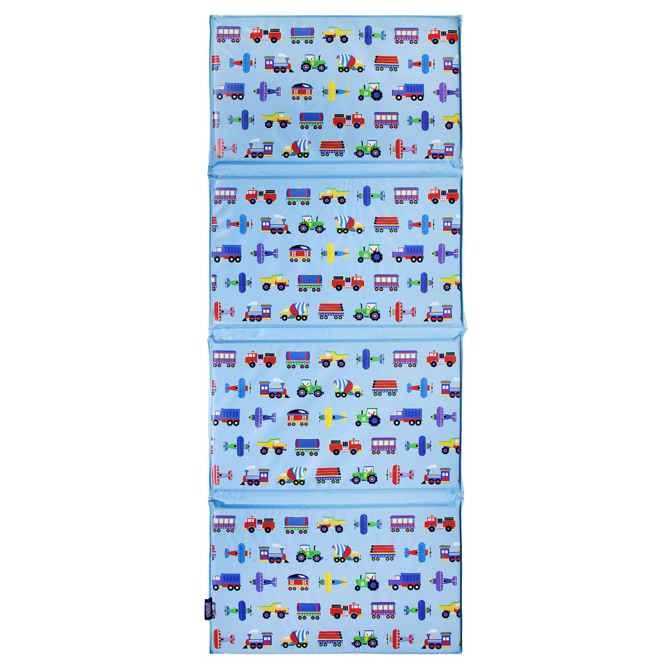 Wildkin Kids Vinyl Nap Mat – Foldable, Durable Rest Mat for Daycare & Preschool - Trains, Planes, and Trucks