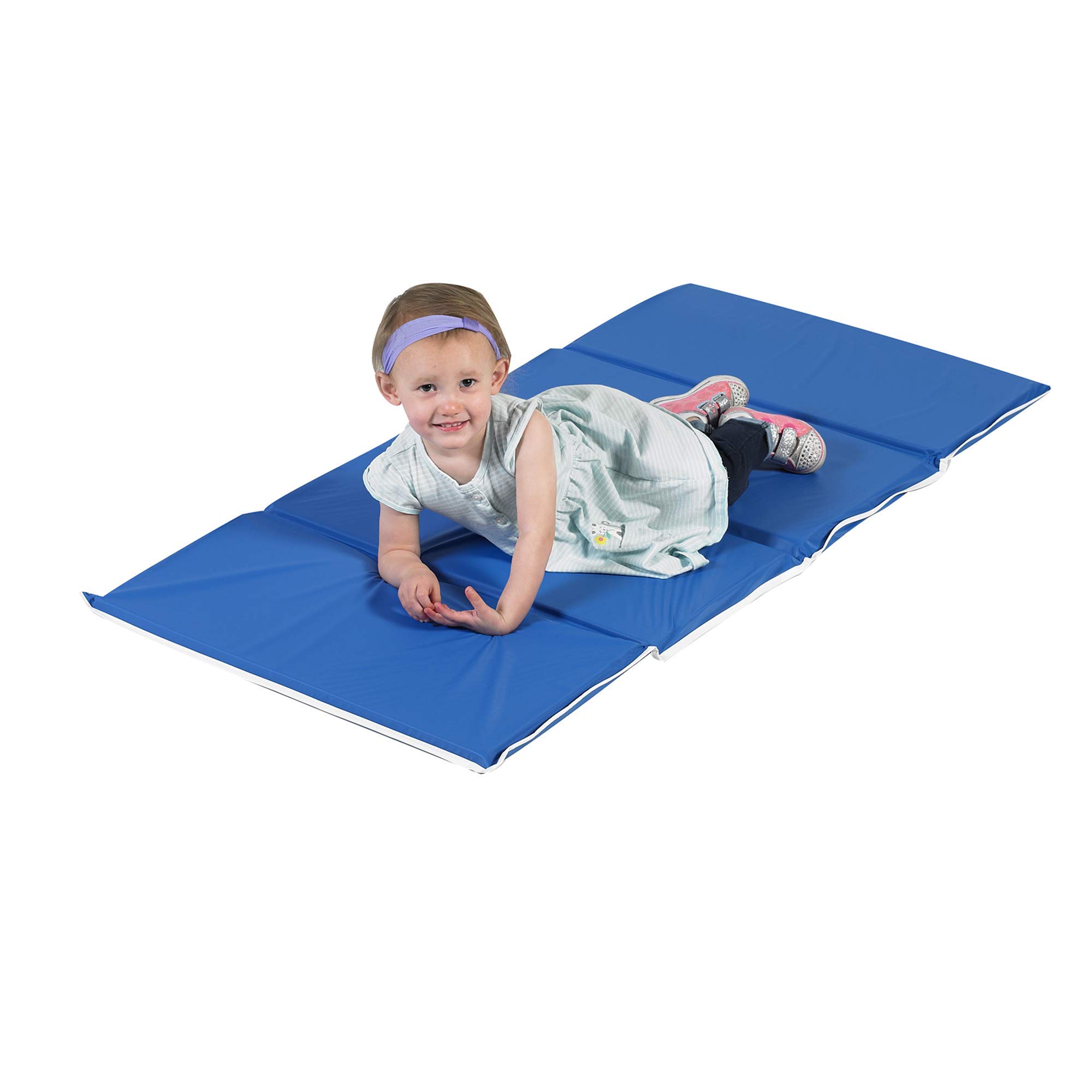 Children's Factory 1" Tough Duty Folding Blue Rest Mat, Classroom Nap Mats for Preschools & Daycares, Foam Napping Floor Mat for Kids & Toddlers (CF400-002)