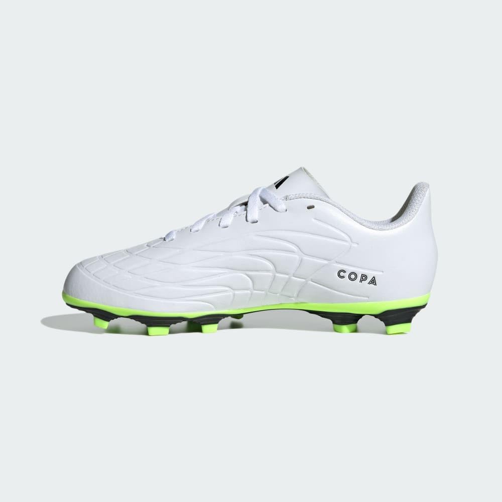 adidas Copa Pure.4 Firm Ground Sneaker, White/Core Black/Lucid Lemon, 1.5 US Unisex Little Kid