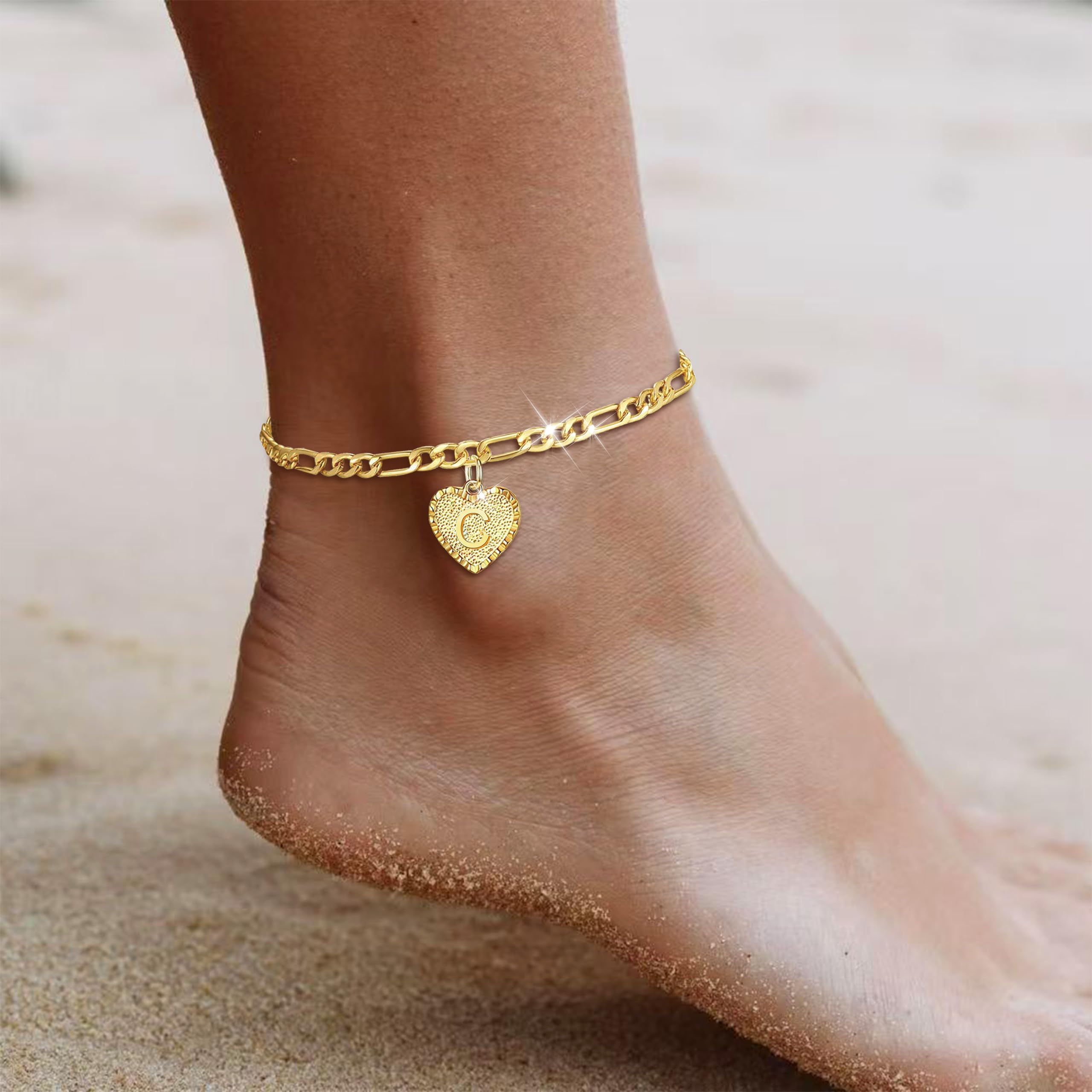choice of all Gold Anklets for Women Initial Anklet Cuban Link Ankle Bracelets for Women