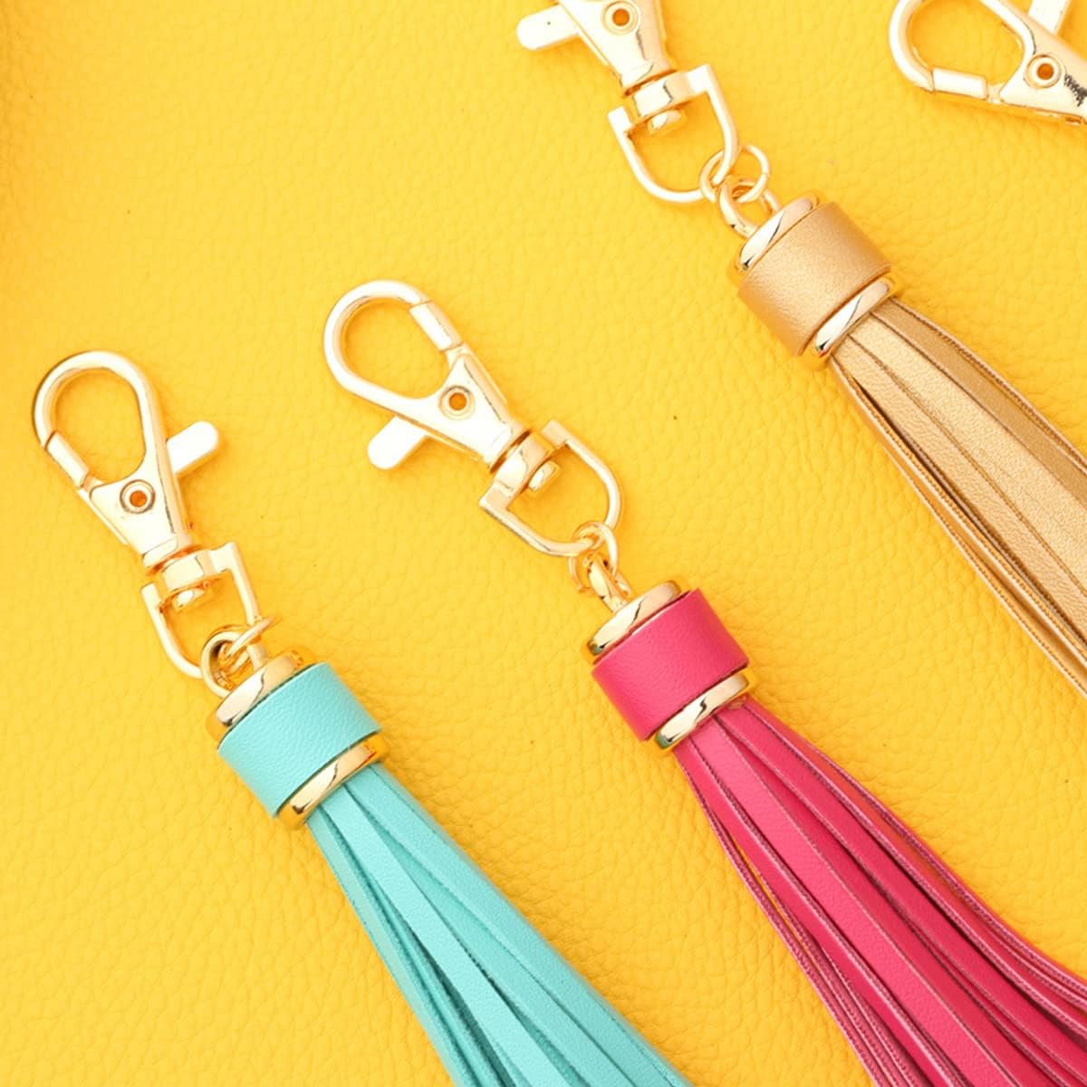 MSCFTFB 10pcs Tassel Purse Charm,Leather Keychain,Key Chain for Car Keyring Purse Accessory Bag Charm Gift for Mom(Orange)