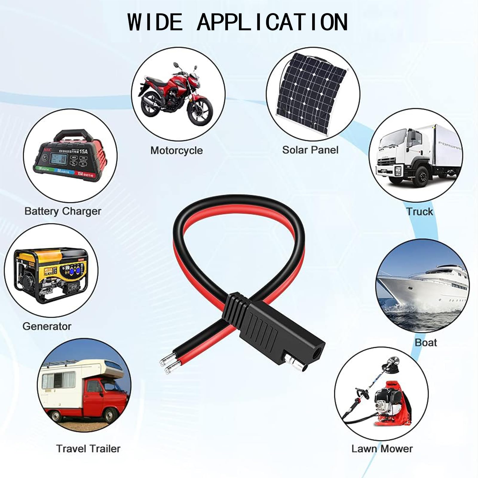 Crynod 8 PCS 14AWG Quick Connector, Waterproof Durable PVC Vehicle Wire SAE Connector Replacement, Universal Bendable 2 Pin Automotive Accessories for Motorcycle Truck Car SUV (Red)