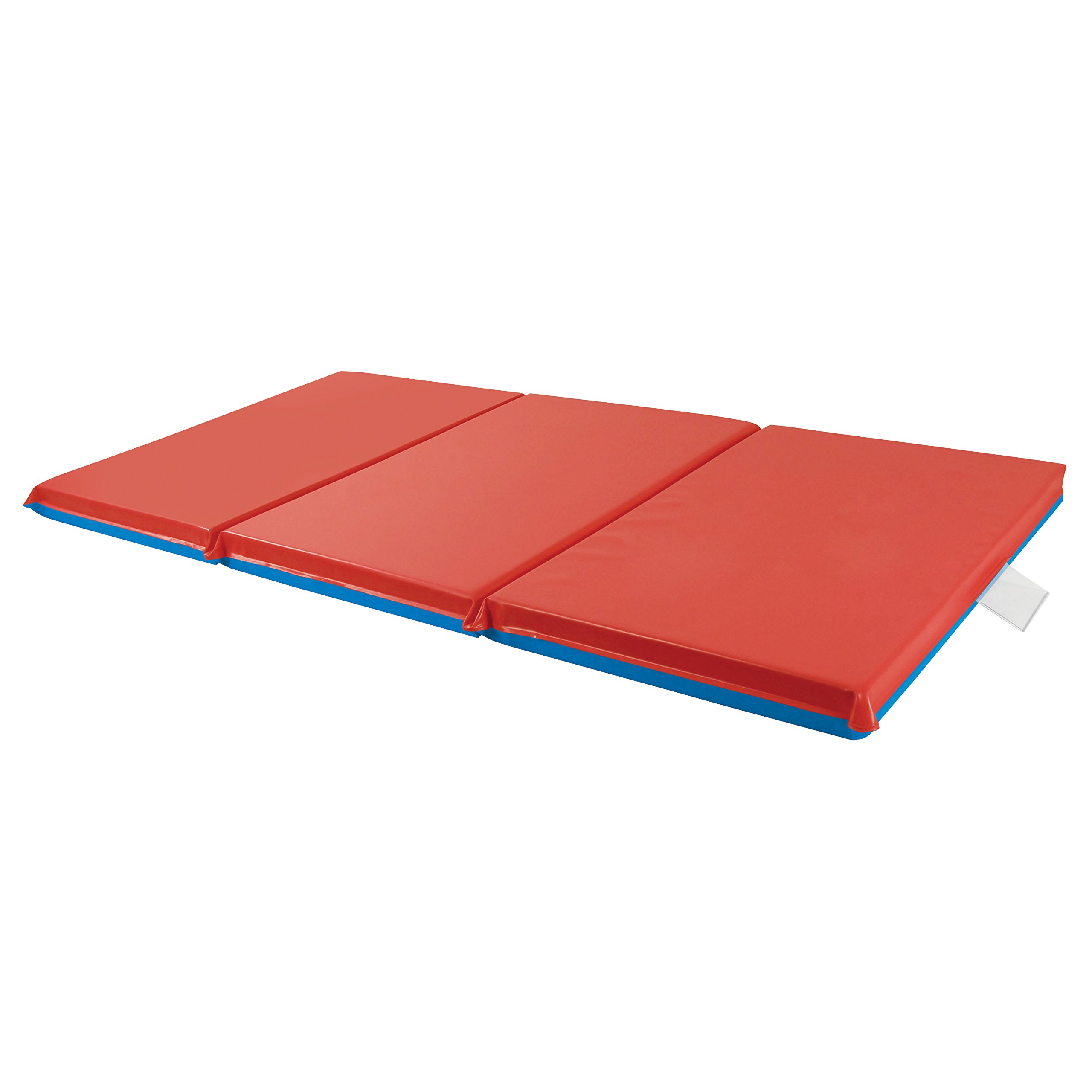 ECR4Kids Premium Folding Rest Mat, 3-Section, 2in, Sleeping Pad, Blue/Red and Funhouse Unicorn Kids Nap-Mat Set – Includes Pillow and Fleece Blanket