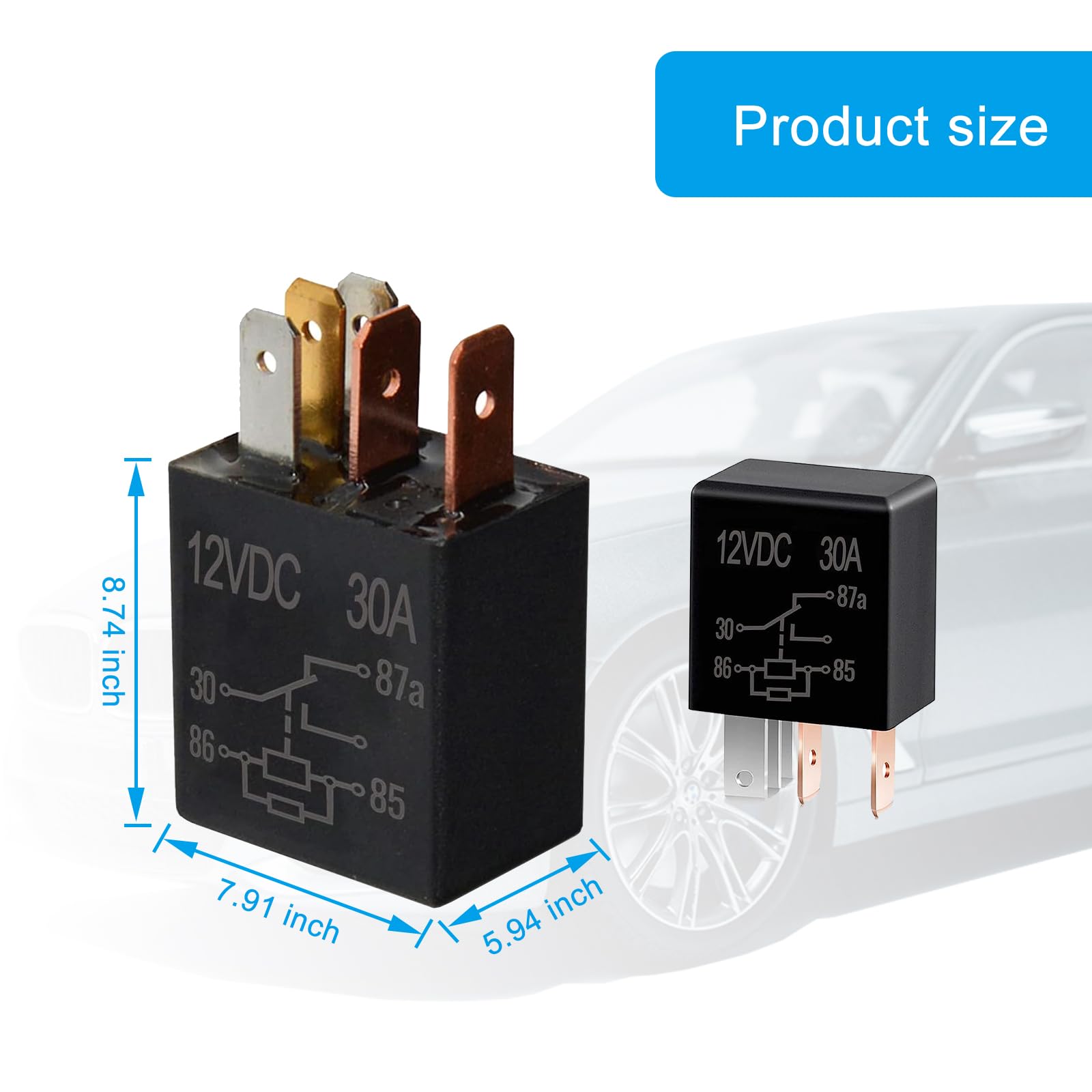 Yumfugu 4 PCS 5 Pin 12V Car Starter Relay, Multi-Purpose 30A Waterproof Heavy Duty Relay Replacement, Universal Automotive Conditioner Relay Accessories for Cars SUVs Trucks (Black)