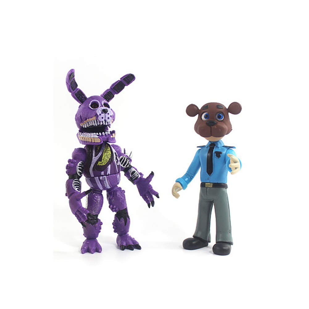 YLEAFUN Five Night Game Pizzeria Simulator, Action Figure Toy 6.5-Inch, Animatronics [Nightmare Foxy/Bonnie/Fazbear/Chica]