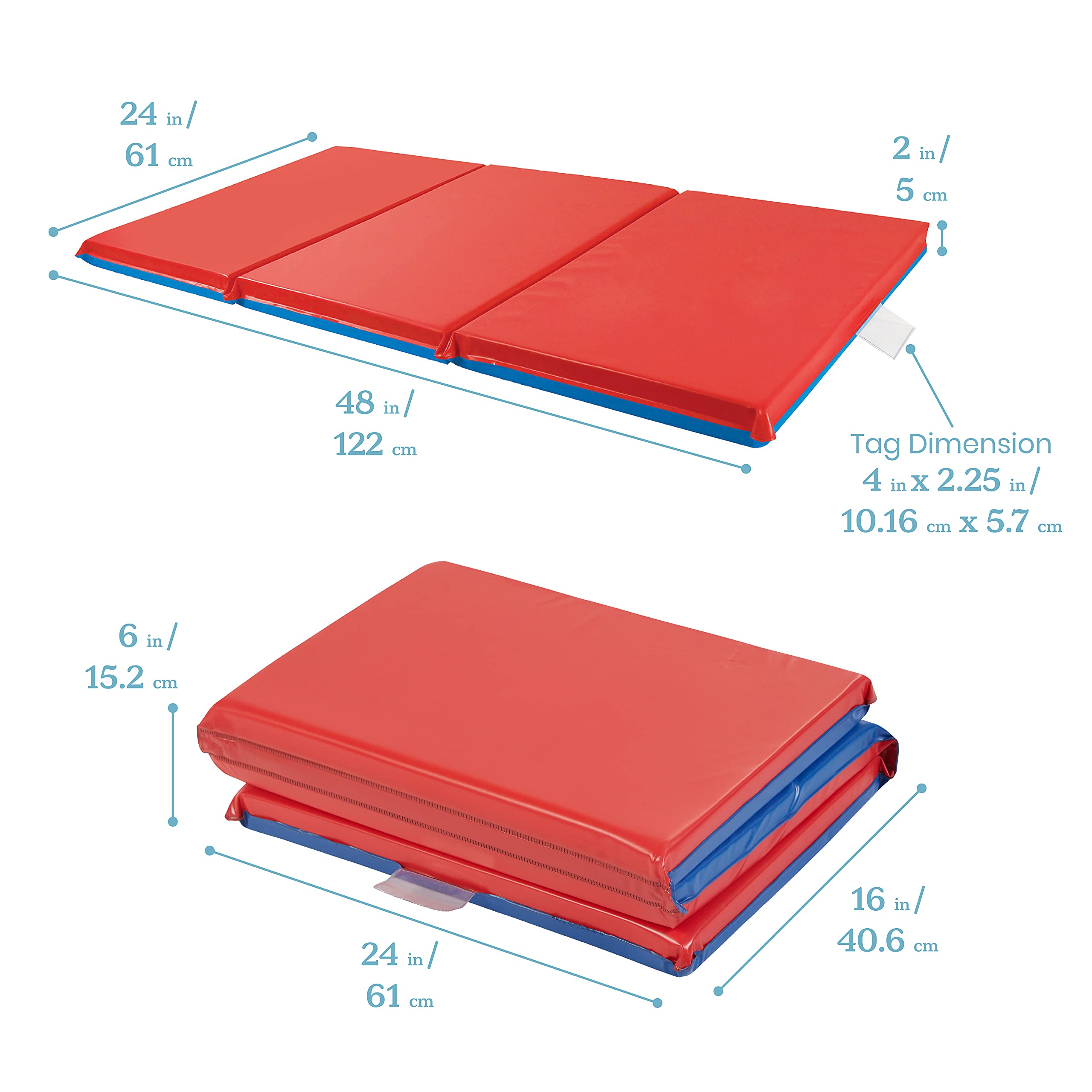 ECR4Kids Premium Folding Rest Mat, 3-Section, 2in, Sleeping Pad, Blue/Red and Funhouse Unicorn Kids Nap-Mat Set – Includes Pillow and Fleece Blanket