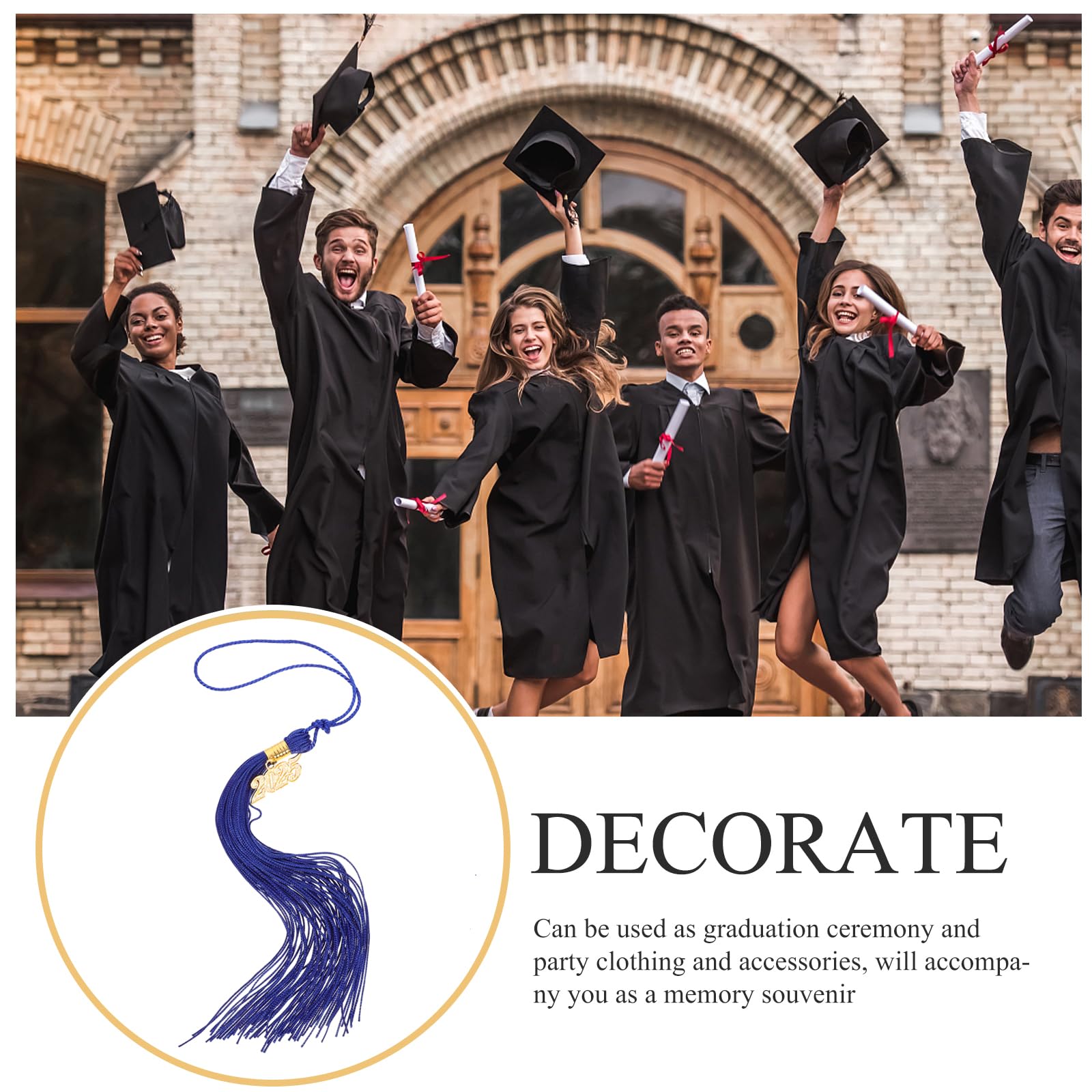 24 Pcs Graduation Cap Tassels Graduation Pendants 2025 Year Charms Graduation Hat Tassel Decor Hat Academic Graduation Cap Tassels Alloy Blue