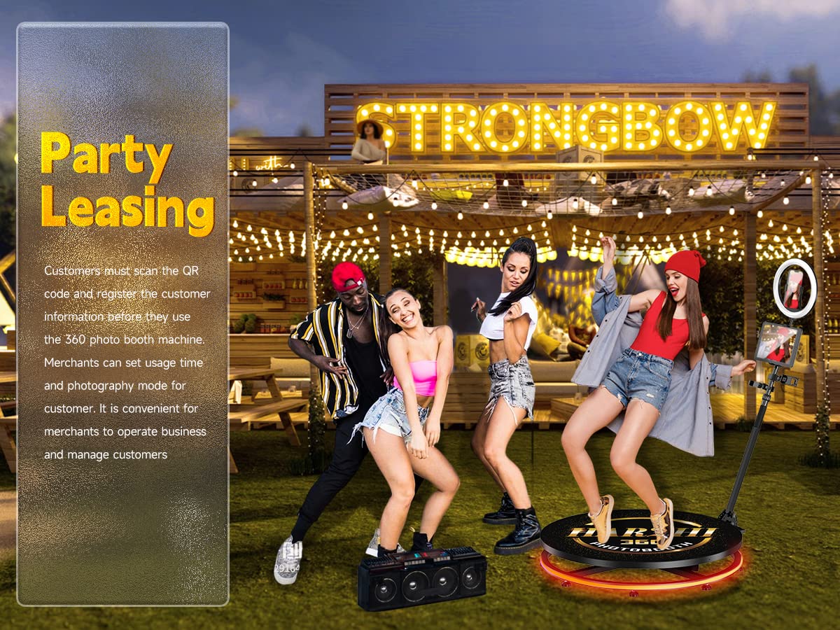 HARZHI 360 Photo Booth 80CM + 24V Battery,360 Slow Motion Photo Booth 31.5" with Honeycomb Case Automatic 360 Spin Camera Machine for Parties Christmas Wedding 3-5 People