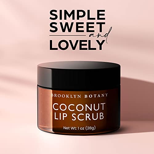 Brooklyn Botany Lip Scrub Exfoliator 1 oz β Lip Moisturizer for Dry Lips and Chapped Lips β Gentle Lip Exfoliator for Smooth and Brighter Lips β Coconut Flavor