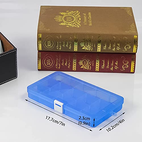 DUOFIRE Plastic Organizer Container Storage Box Adjustable Divider Removable Grid Compartment for Jewelry Beads Earring Container Tool Fishing Hook Small Accessories(15 grids,White x 4)
